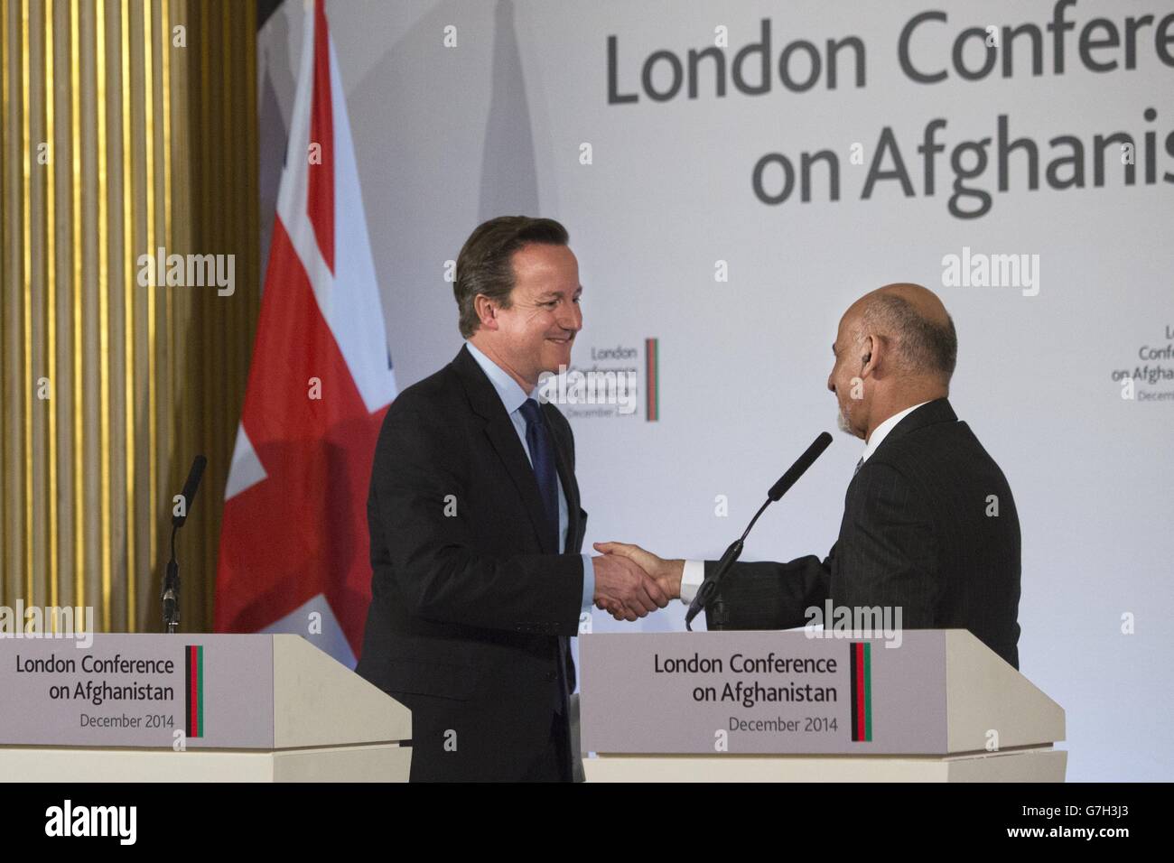 Prime Minister David Cameron (left) and Afghan president Ashraf Ghani ...