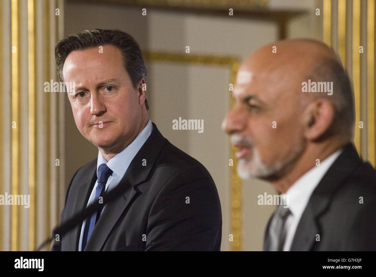 Prime Minister David Cameron (left) and Afghan president Ashraf Ghani ...