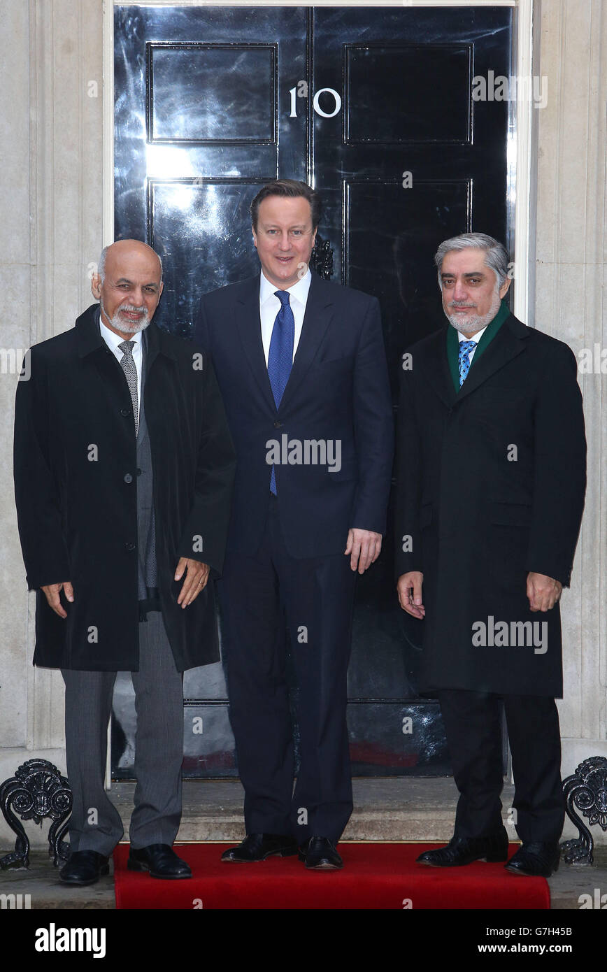 Prime Minister David Cameron (centre) with the President of Afghanistan ...