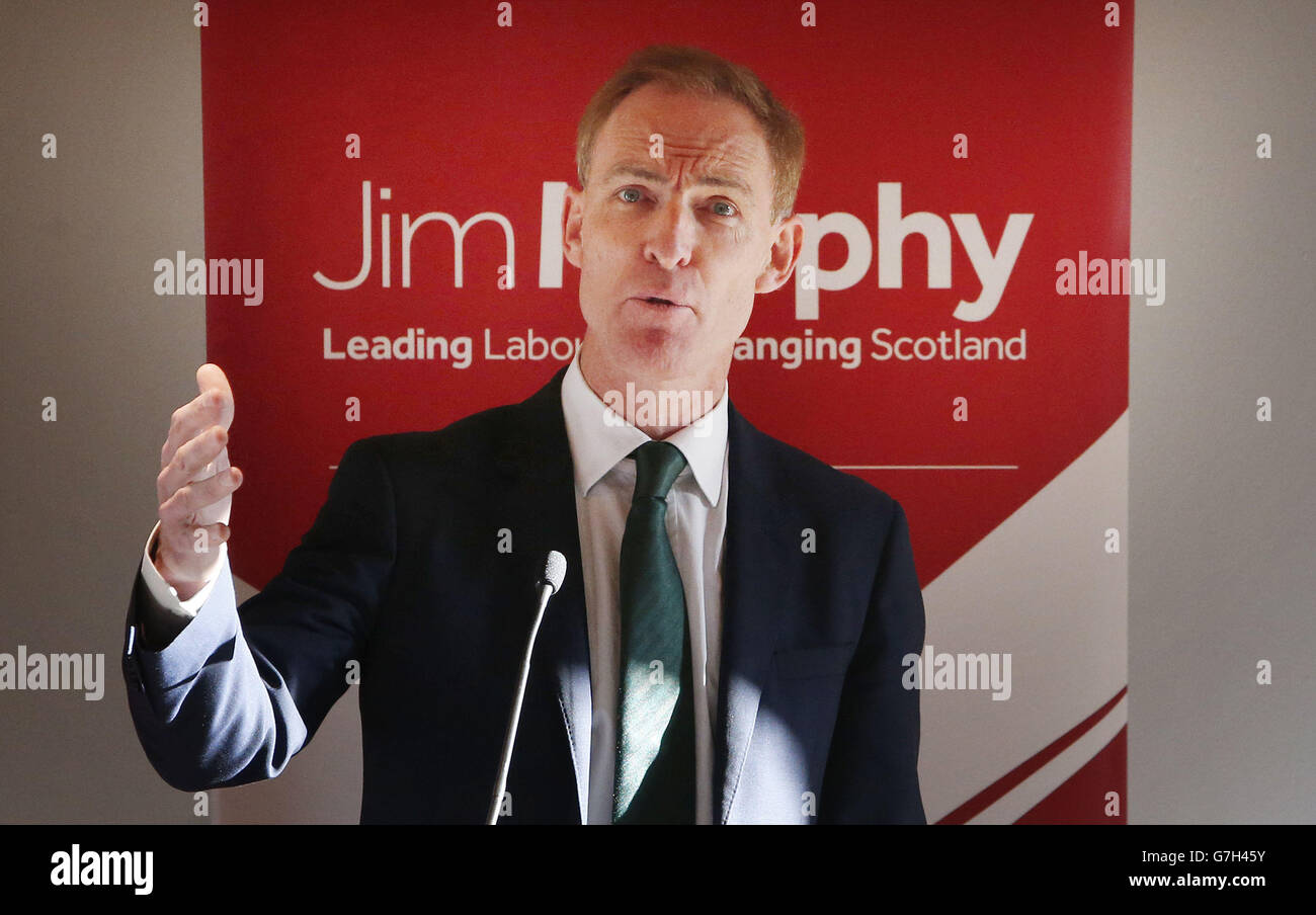 Scottish Labour leadership candidate Jim Murphy during a speech on the ...