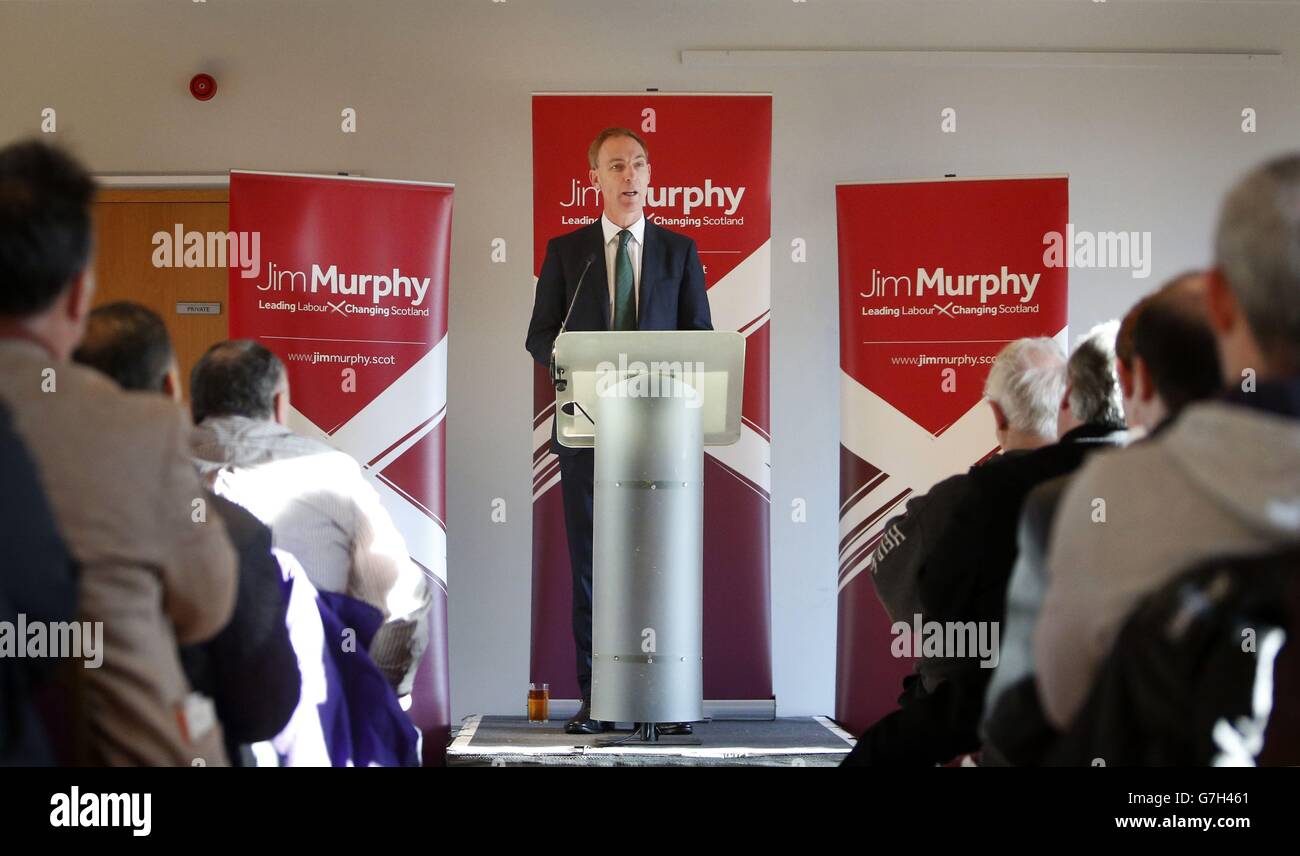 Scottish Labour leadership candidate Jim Murphy during a speech on the ...