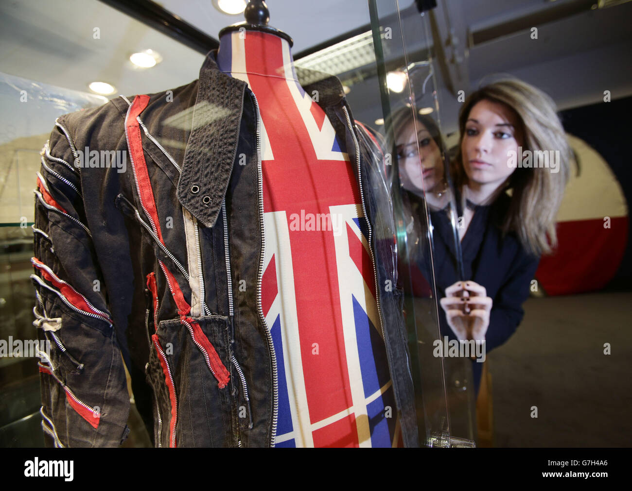 Claire Tole-Moir of Bonhams looks at a bespoke black cotton biker ...