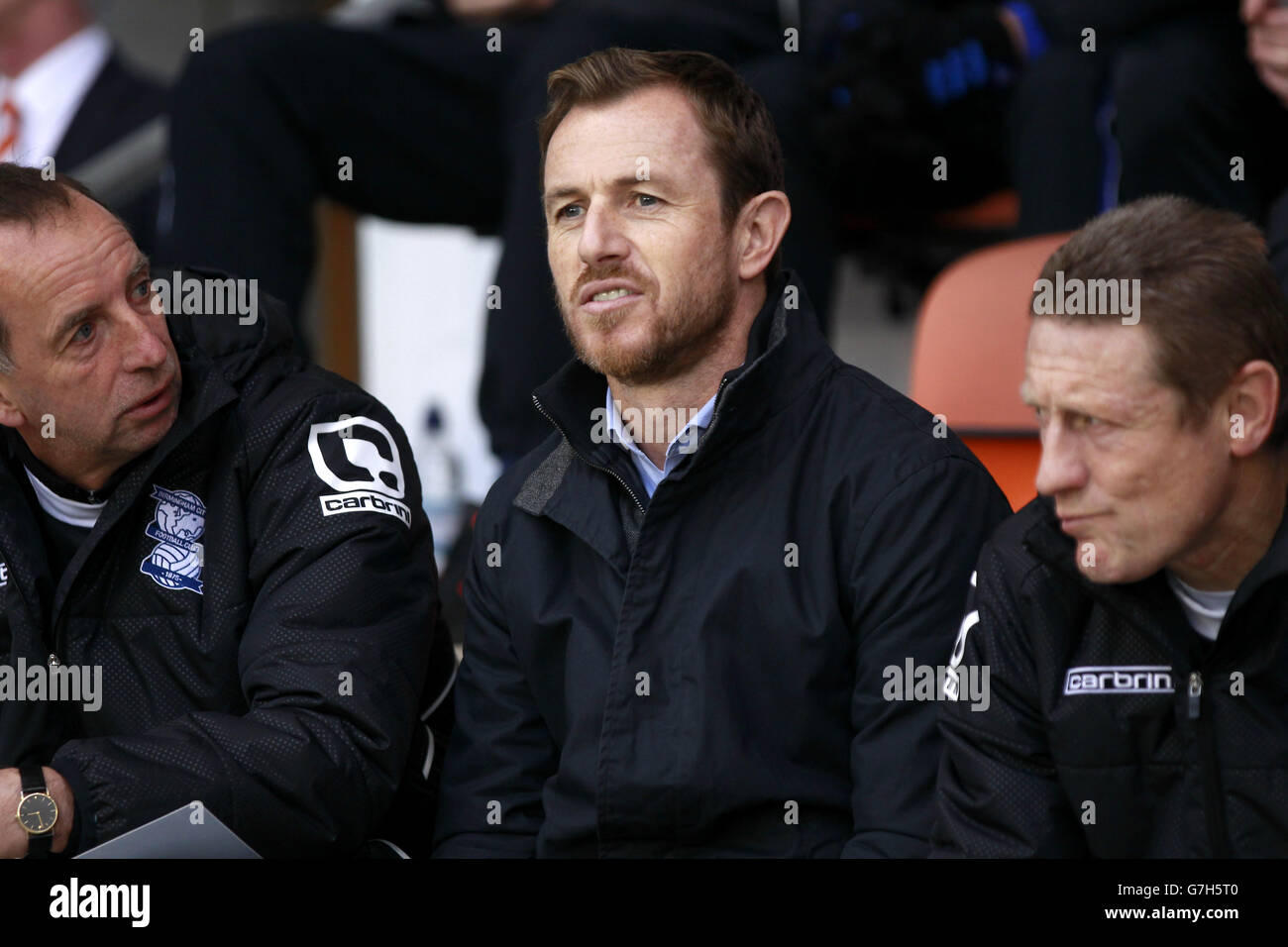 Birmingham City manager Gary Rowett (centre), assistant manager Kevin ...