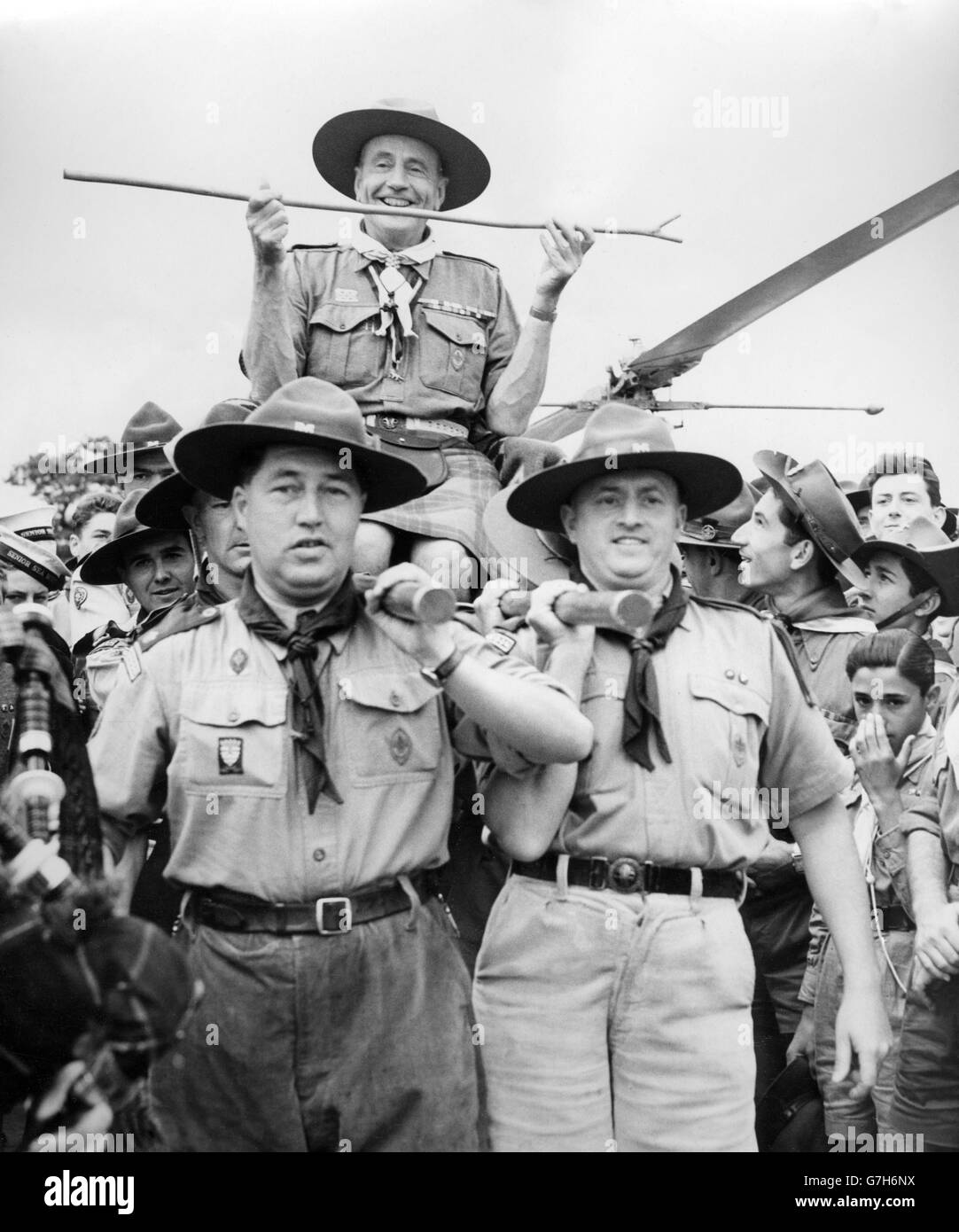 Chief Scout Lord Rowallan arrives on a 'carrying chair' to open the ...