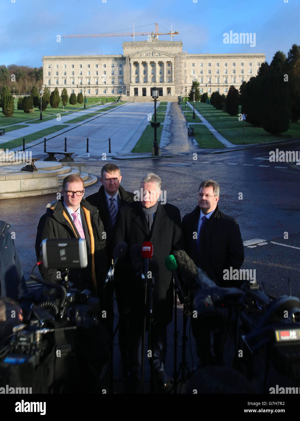The DUP delegation (from the left) Simon Hamilton, Mervyn Storey Peter ...