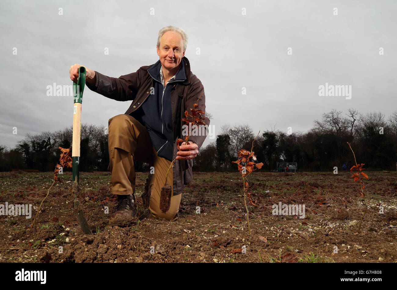 David Appleton, from Diss in Suffolk, plants the first tree in the ...