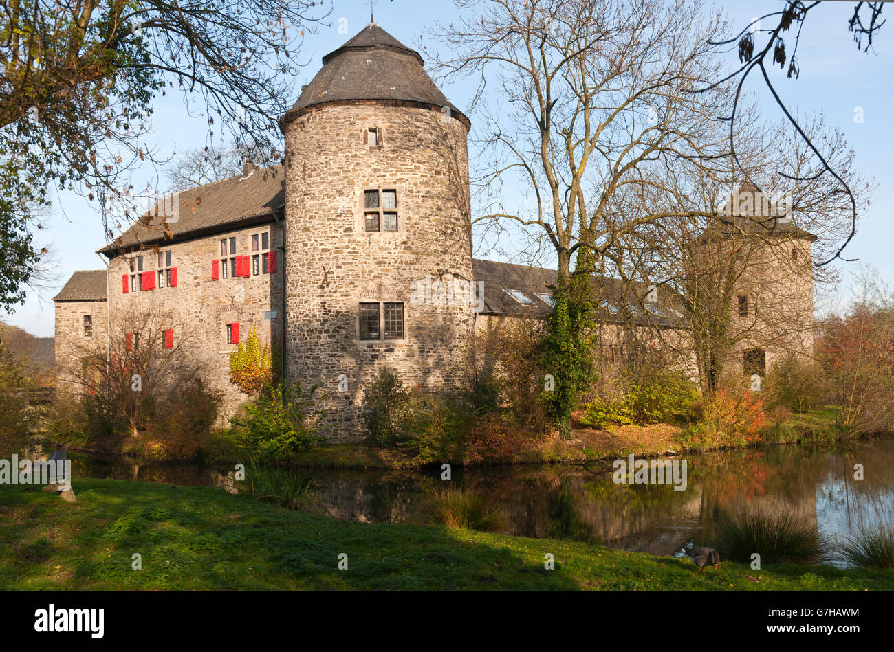 Haus zum Haus moated castle, Ratingen, North Rhine-Westphalia Stock ...