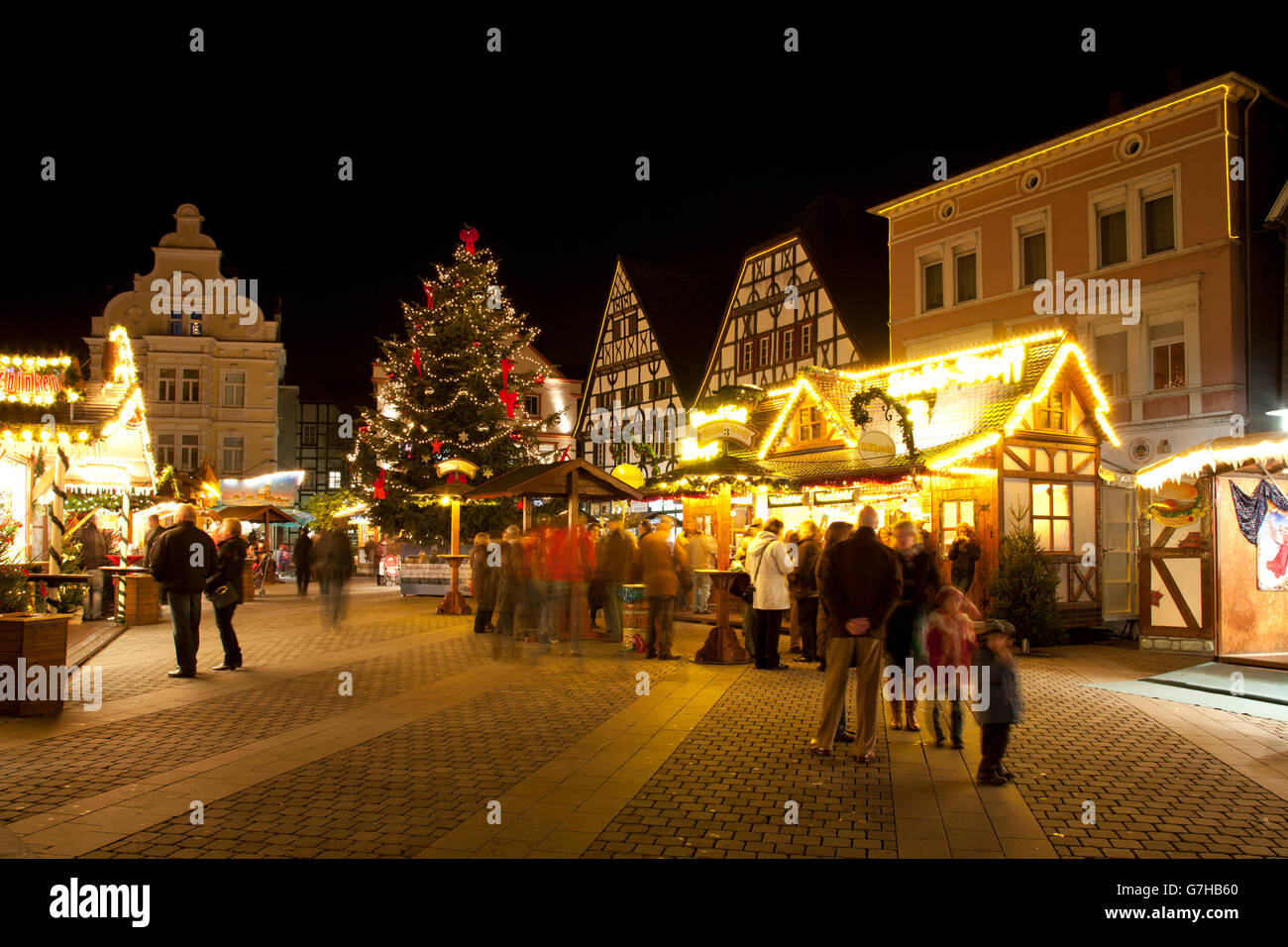 Christmas market on Alter Markt square, Unna, Ruhr area, North Rhine ...