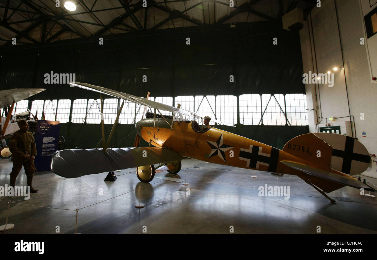 A German Albatros D.Va replica on display, during a preview of the ...