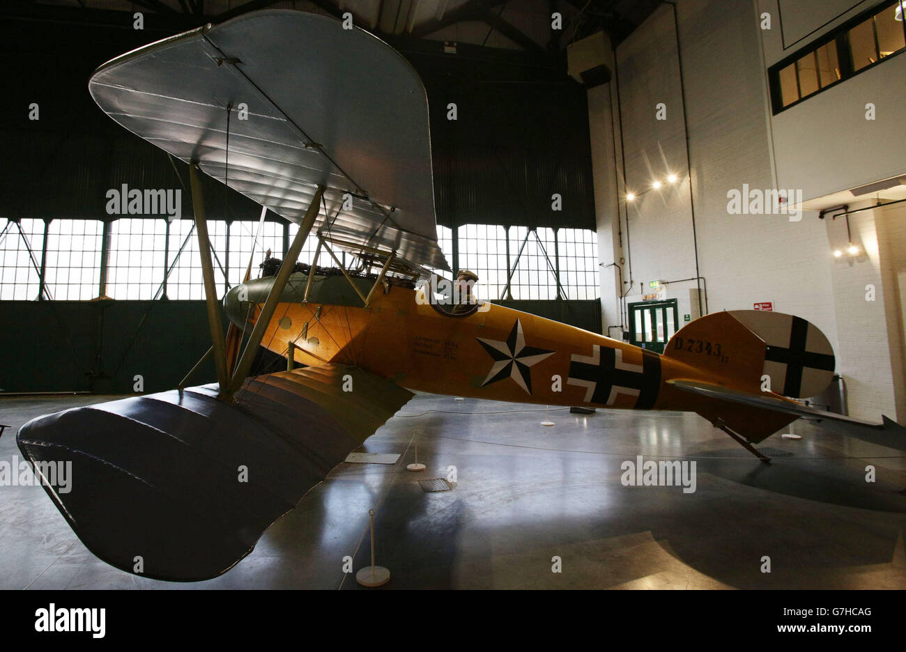 A German Albatros D.Va replica on display, during a preview of the ...