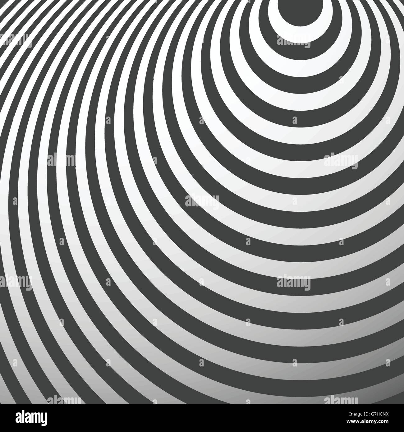 Radiating circles pattern. Creative monochrome background in square format. Ovals, ellipses in ...