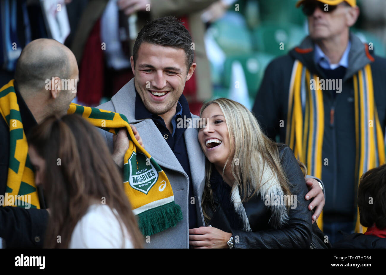 Bath's Sam Burgess and his girlfriend Phoebe Hooke before the QBE ...