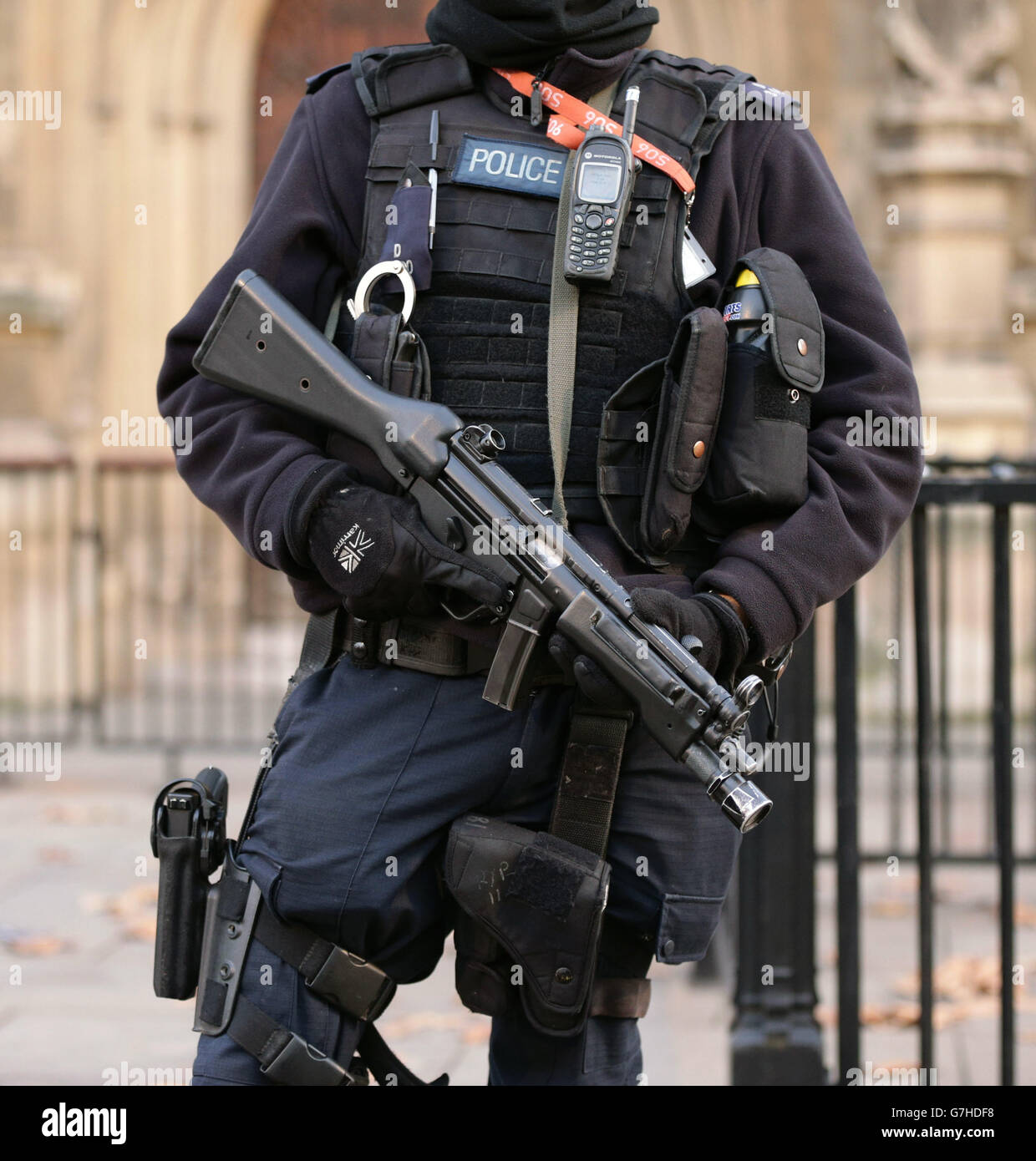 Police Armed Officer GV Stock Photo - Alamy
