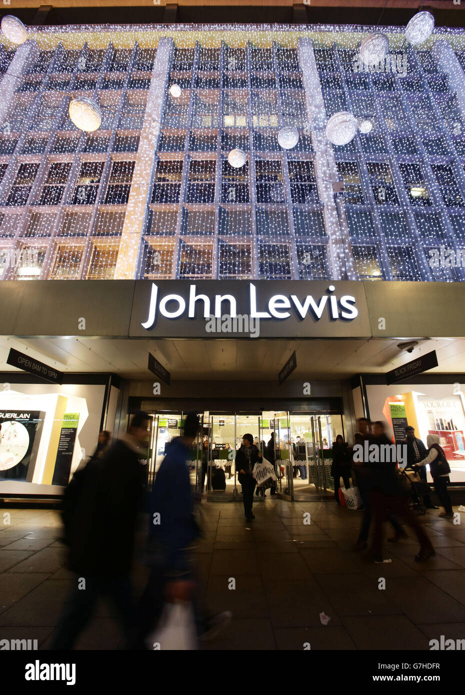 The exterior of John Lewis lit up for Christmas, on Oxford Street in ...