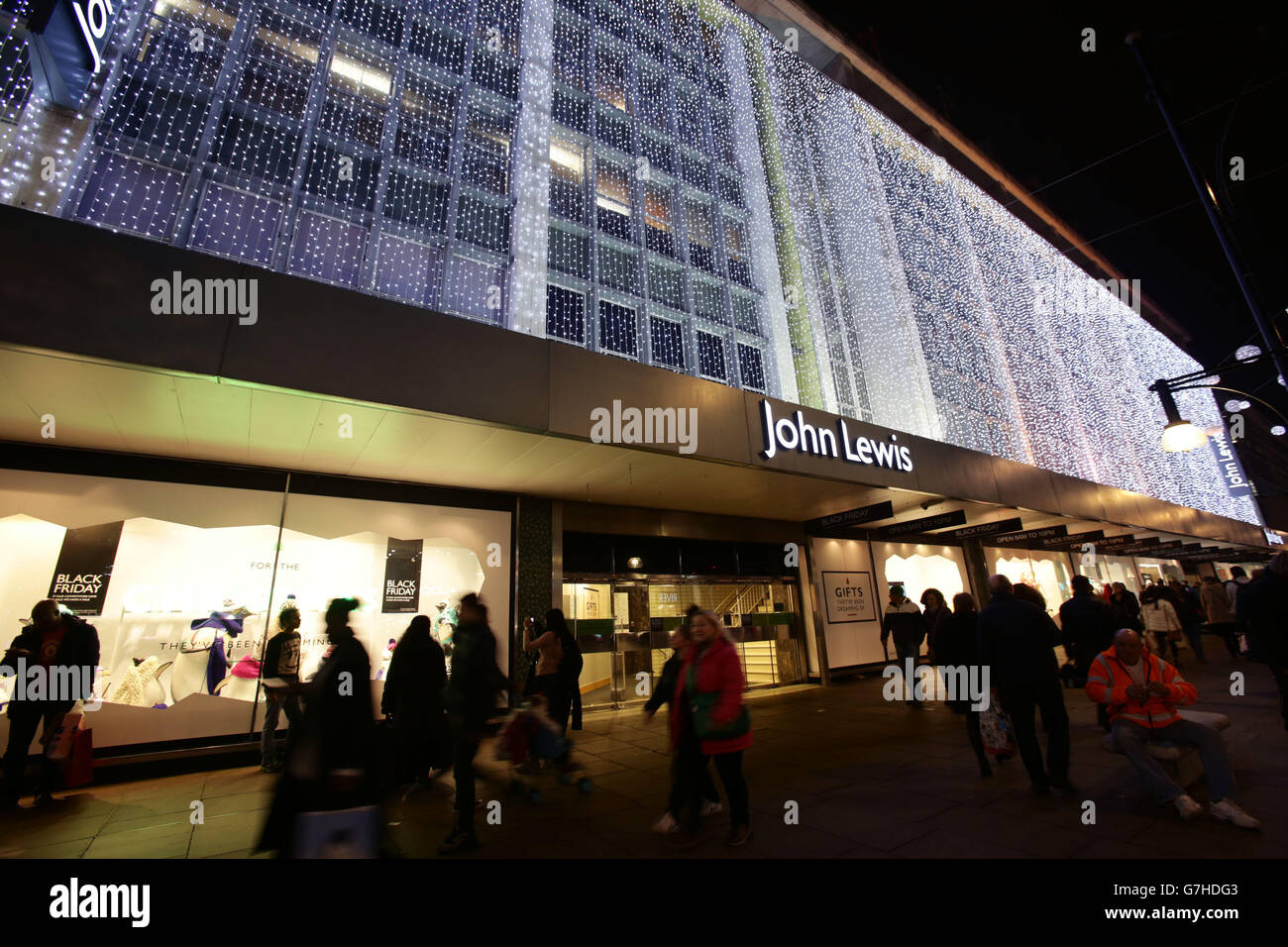 The exterior of John Lewis lit up for Christmas, on Oxford Street in ...
