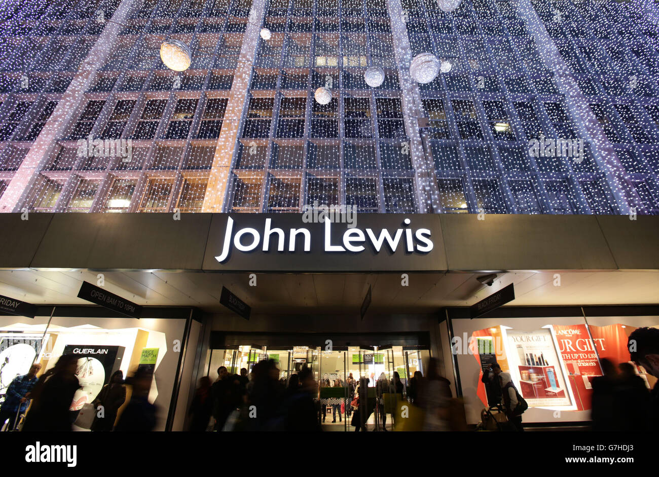 The exterior of John Lewis lit up for Christmas, on Oxford Street in ...