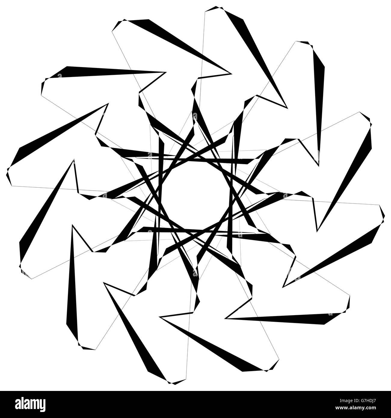 Circular geometric element. Rotating shapes, forms abstract ...