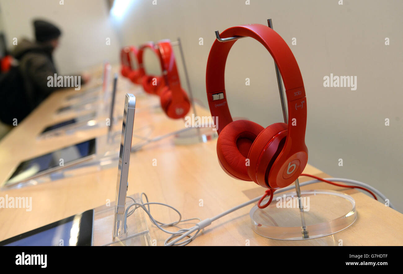 The Apple store on Regent Street, London, displays red products in ...