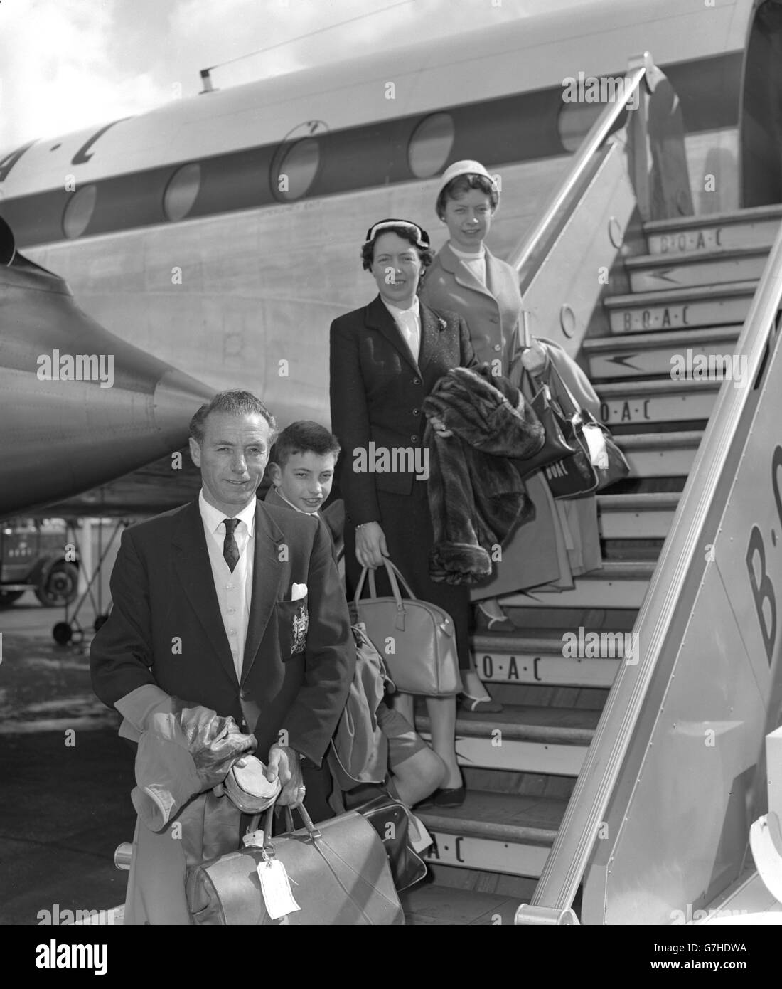 International footballer Stanley Matthews, with his wife, son, also ...