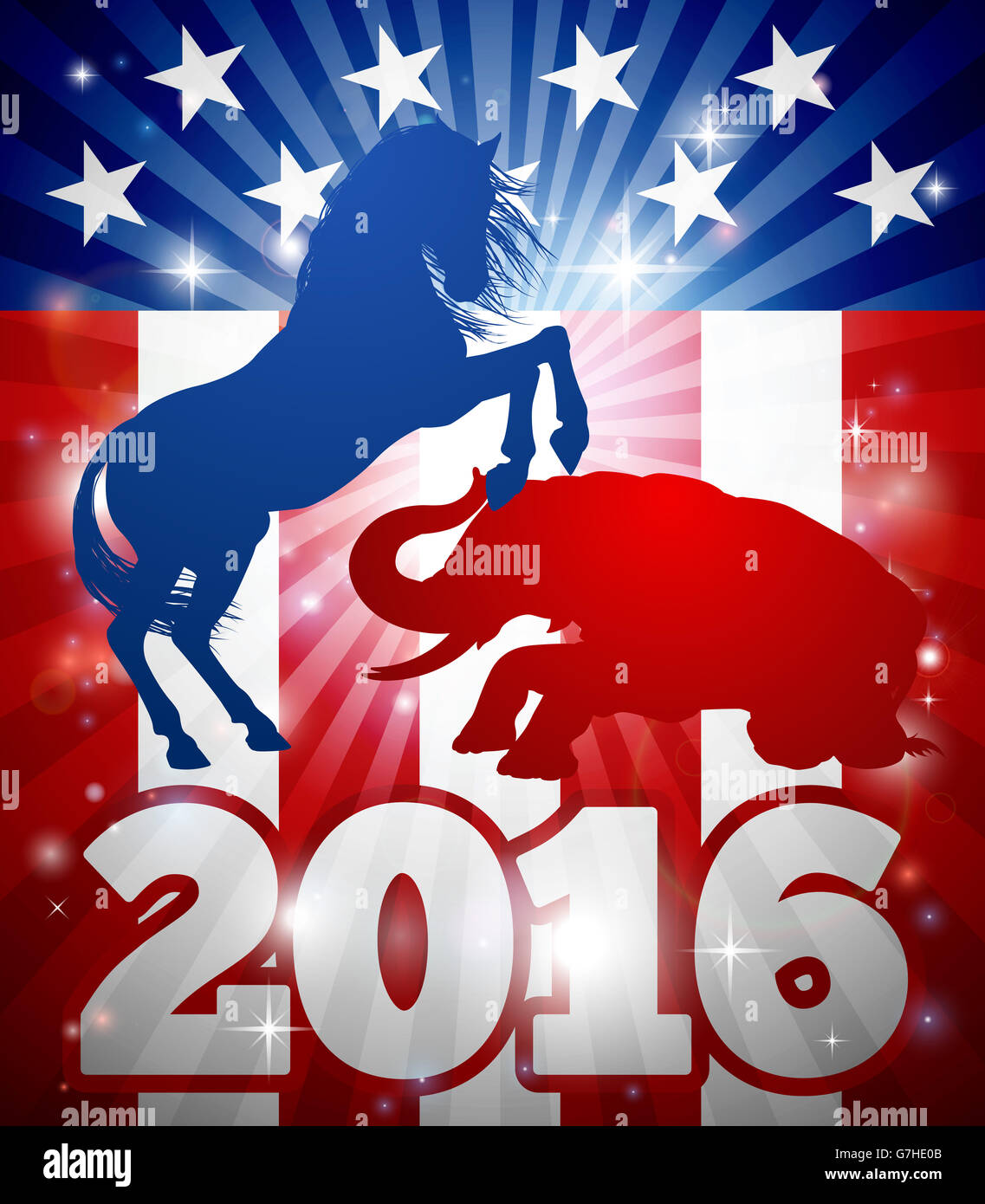 Mascot animals of American democratic and republican parties, blue ...