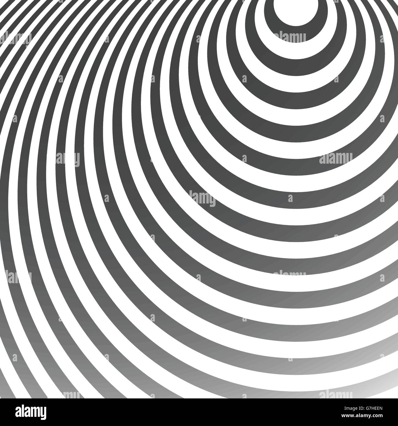 Radiating circles pattern. Creative monochrome background in square ...