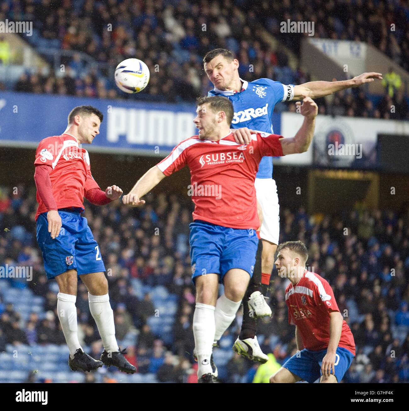 Rangers Lee McCulloch heads during the Scottish Championship match at ...