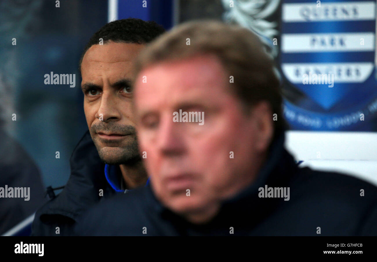 Queens Park Rangers' Rio Ferdinand on the bench with Queens Park ...
