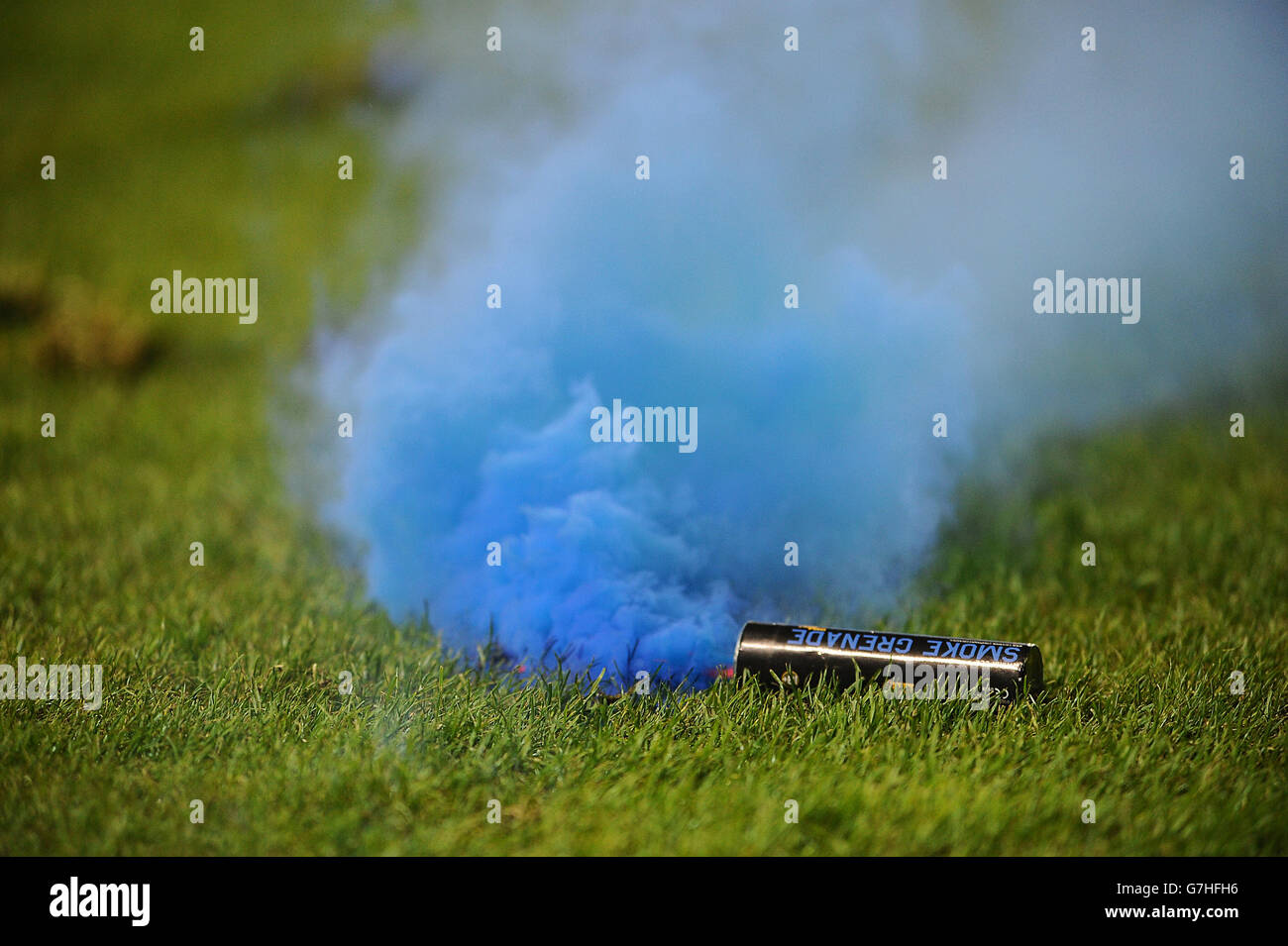 Football blue smoke flare grenade hi-res stock photography and images ...