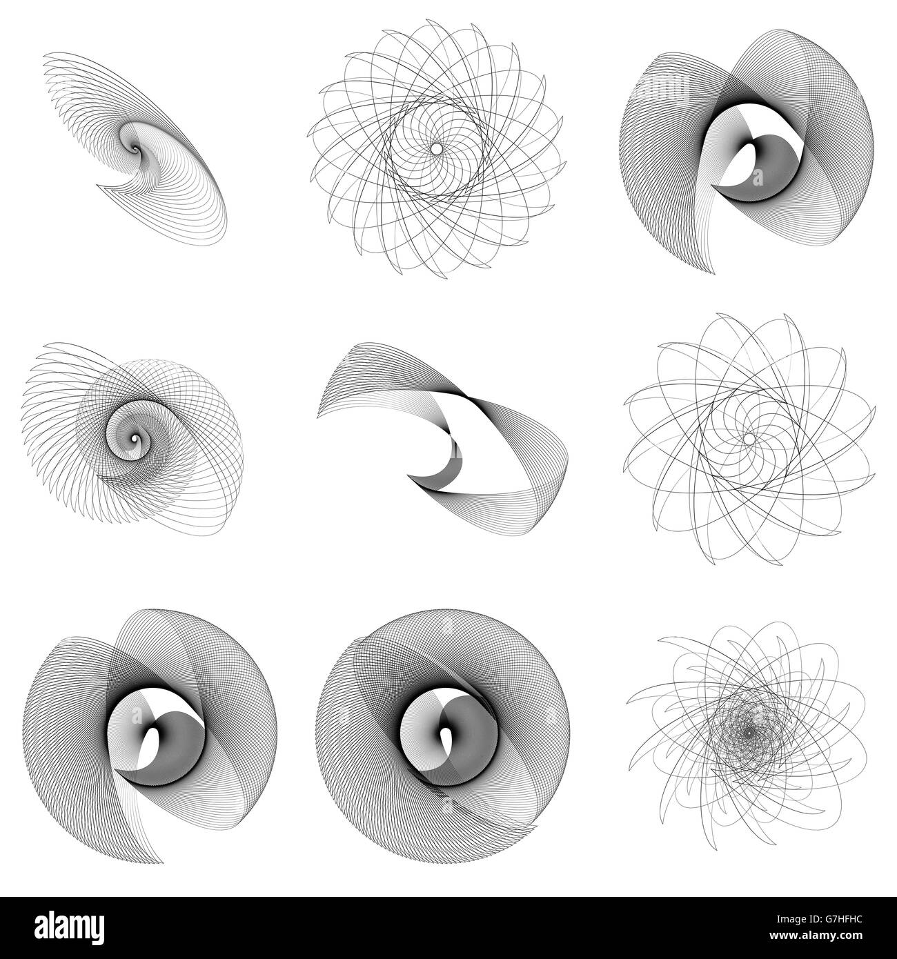 Geometric spiral. Volute, helix elements. Abstract geometric ...