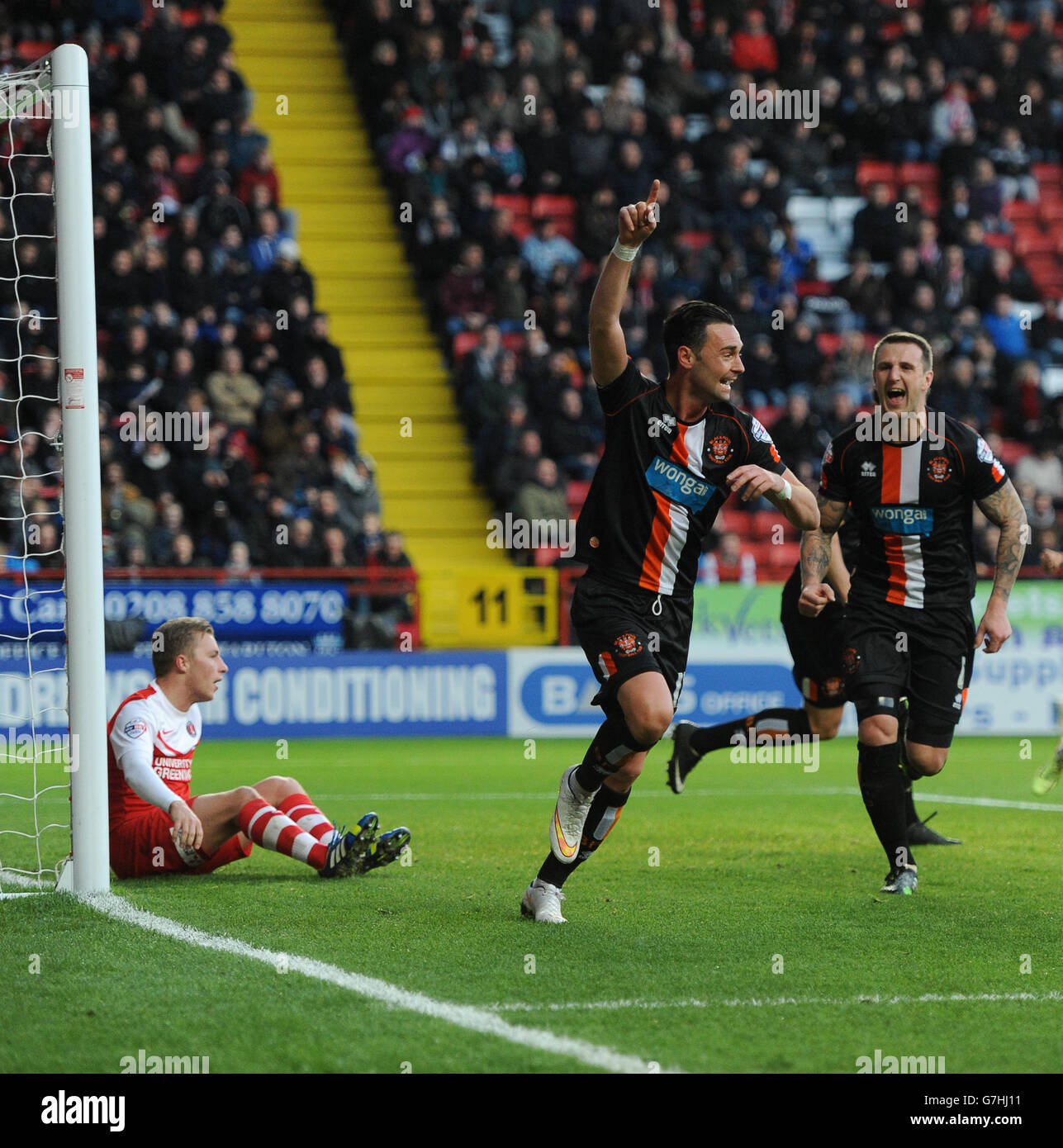 Blackpools chris eagles celebrates scoring their first goal hi-res ...