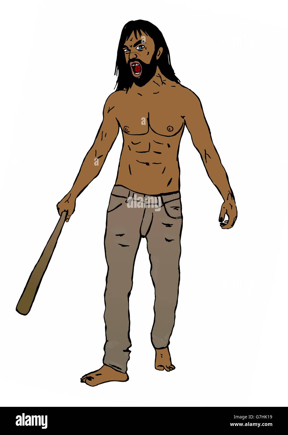 Angry man with bat Stock Photo - Alamy