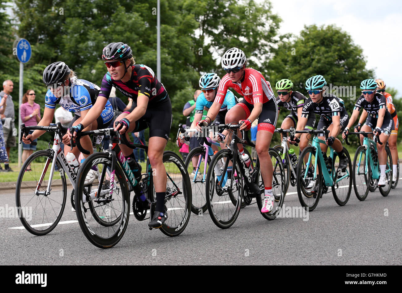 Riders compete in the Women's road race during the British Cycling ...