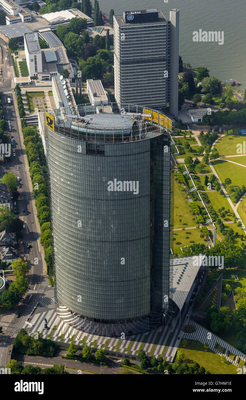 Aerial view, German Post World Net HQ DPAG, Post Tower in Bonn, DHL ...