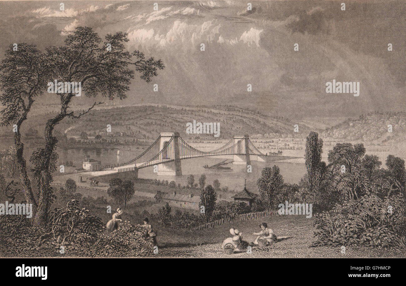 NORTHUMBERLAND: Scotswood Bridge, over the Tyne. ALLOM, antique print ...