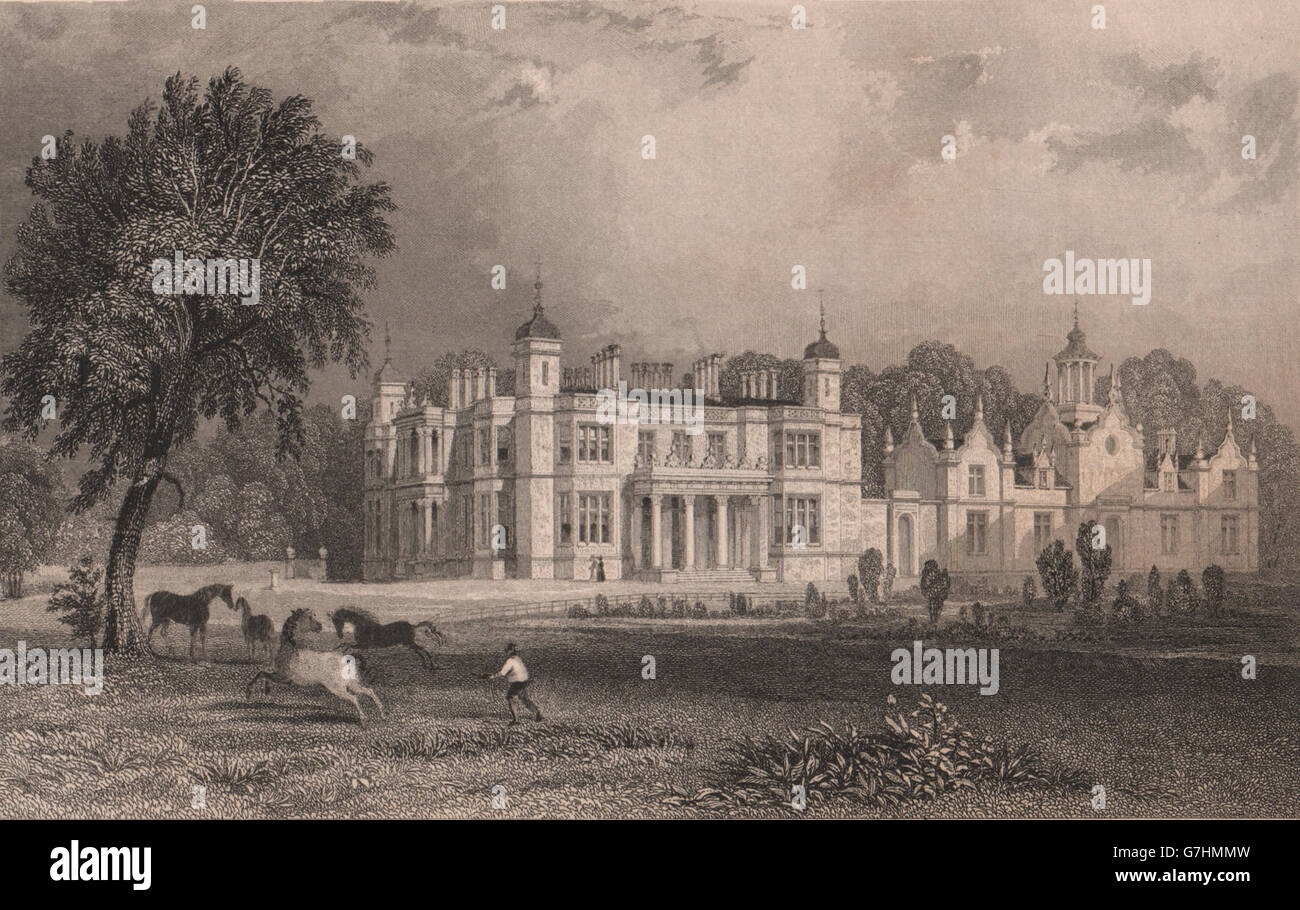 LANCASHIRE: Underley Hall, Westmoreland. ALLOM, antique print 1839 ...
