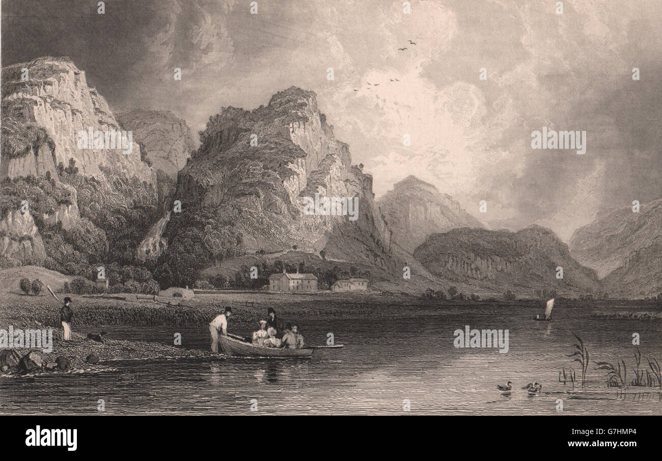 LAKE DISTRICT: Derwent Water & Lodore, Cumberland. Cumbria. ALLOM ...