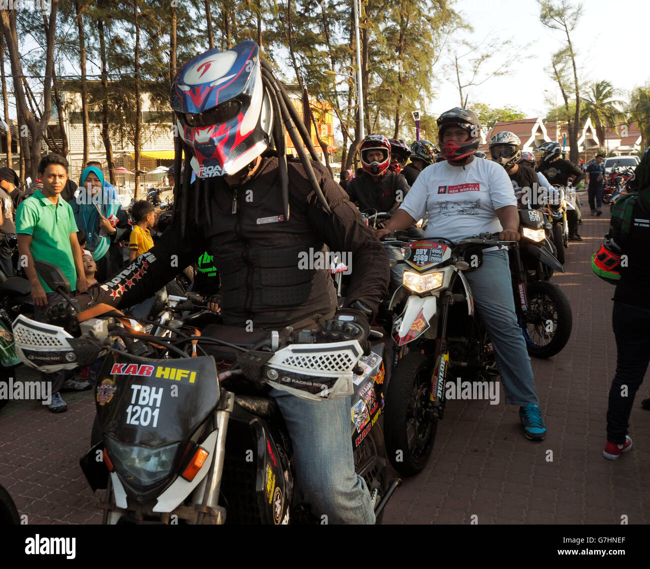 Alien on motorcycle Stock Photo - Alamy