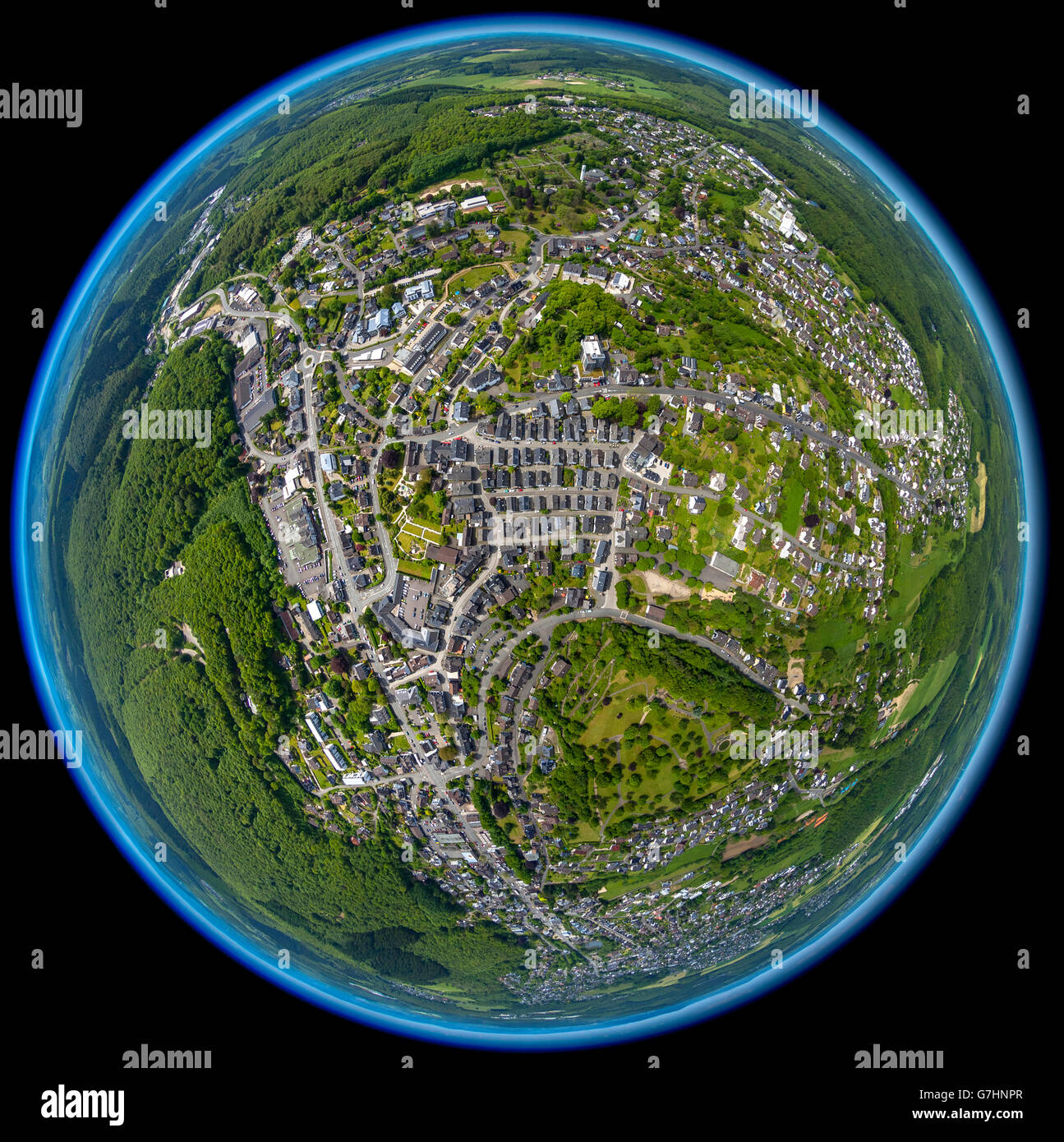 Aerial view, half-timbered houses, old stains, Freudenberg's historical ...