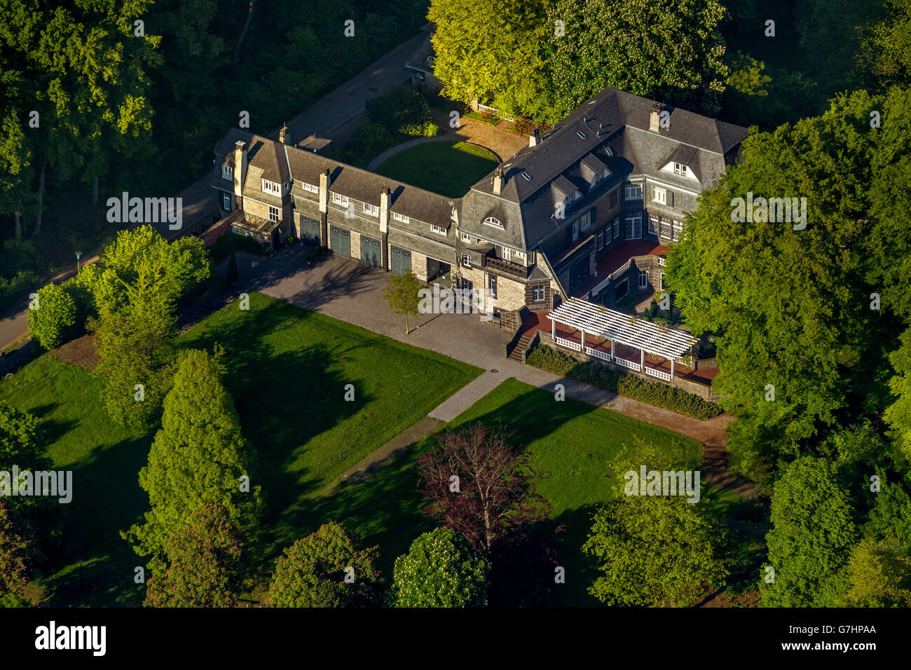 Aerial view, Hohenhof Hagen, Art Nouveau buildings in Hagen-Emst, World ...
