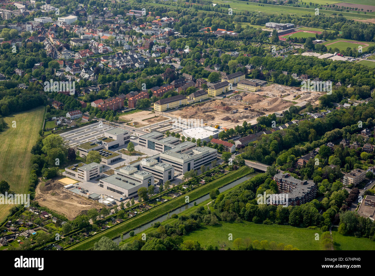 Aerial view, HSLH, University Lippstadt Hamm, Paracelsuspark, former ...