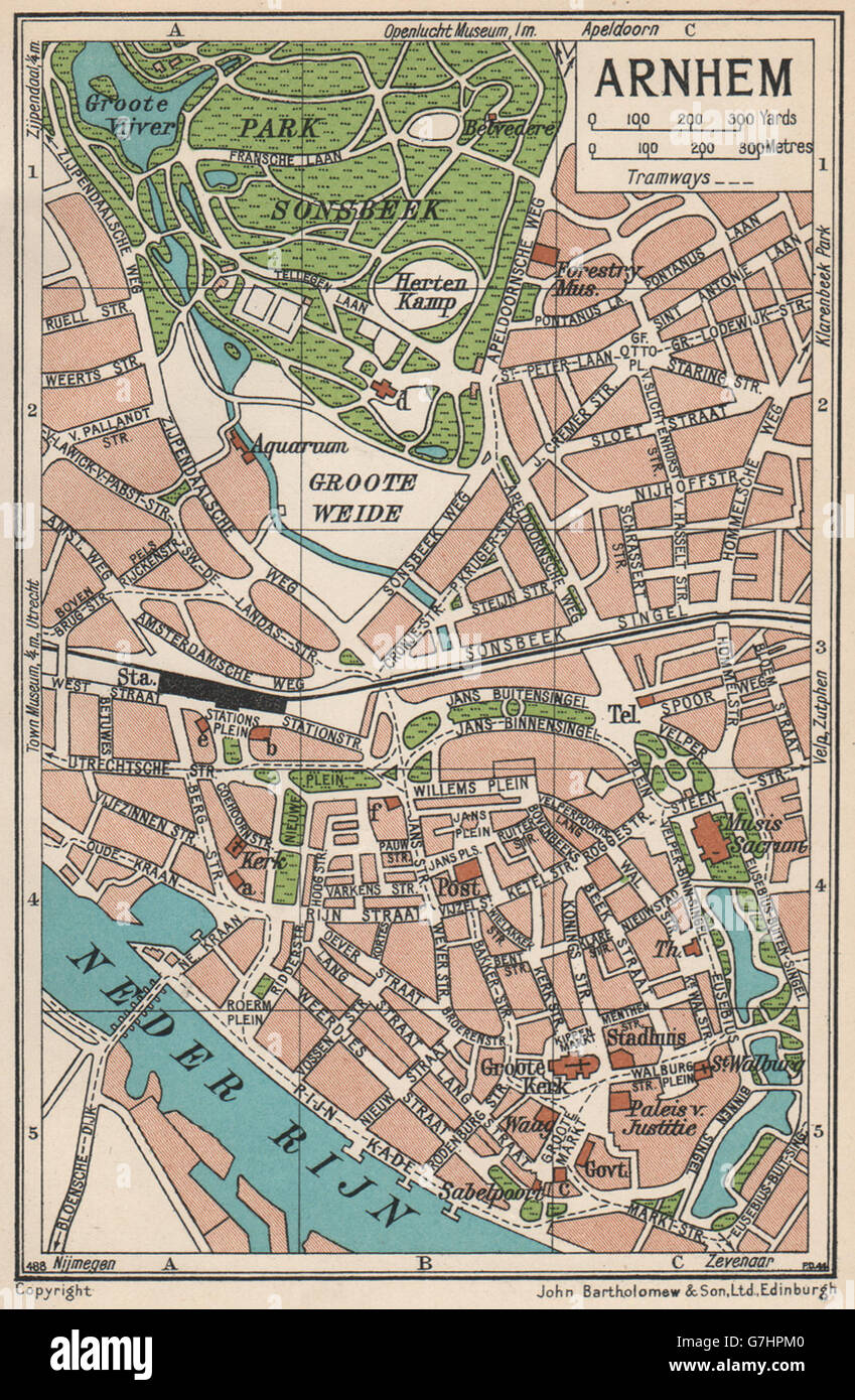 ARNHEM. Vintage town city map plan. Netherlands, 1933 Stock Photo - Alamy