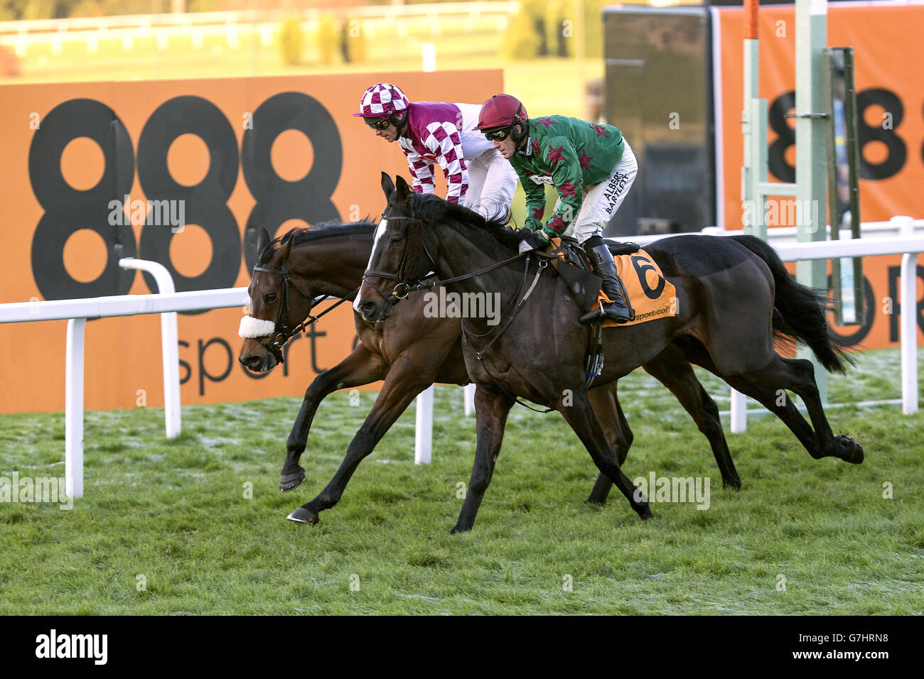 Jockey Davy Russell on Vukovar (left) and Tony McCoy on Somersby lead ...