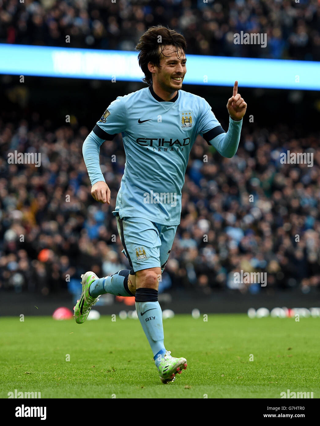 Manchester City's David Silva celebrates scoring his sides second goal ...
