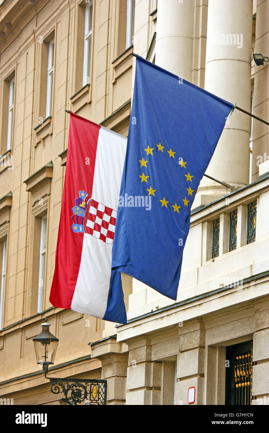 Flags of European Union and Croatia Stock Photo - Alamy