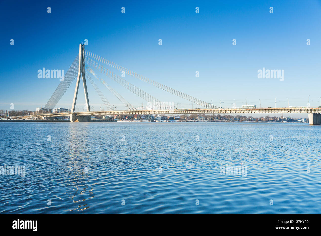 Vansu bridge over Daugava River in Riga, Latvia Stock Photo - Alamy