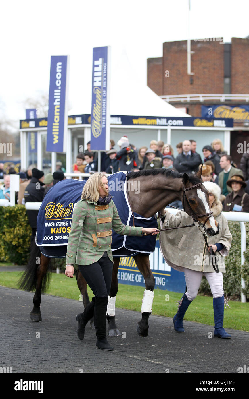Legendary racehorse Kauto Star is paraded for the crowds before the day ...