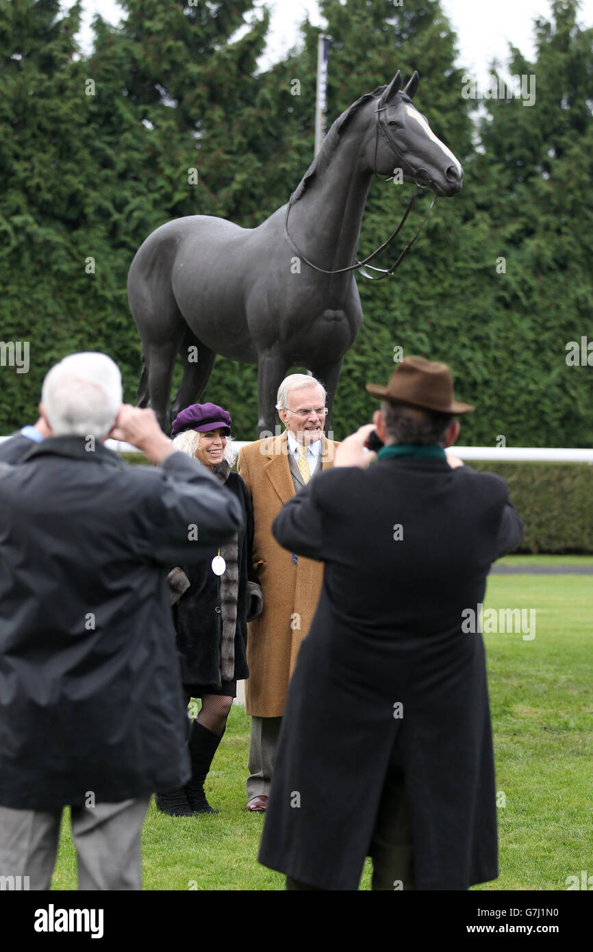 The statue of legendary racehorse Kauto Star and his owner Clive Smith ...