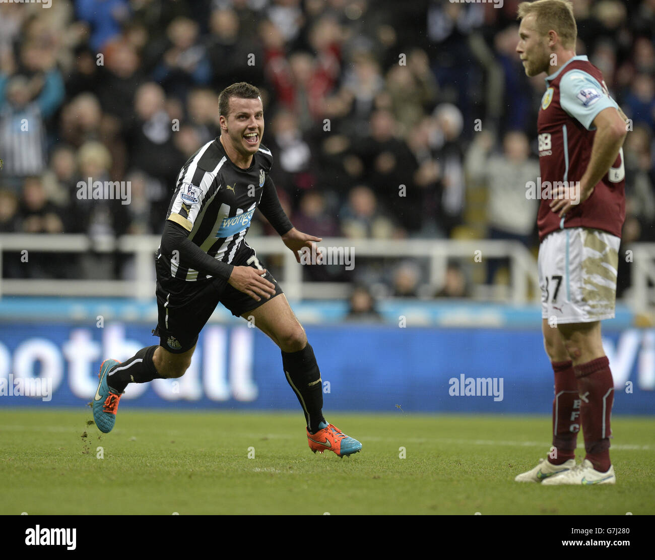 Newcastle's Steven Taylor celebrates his goal during the Barclays ...