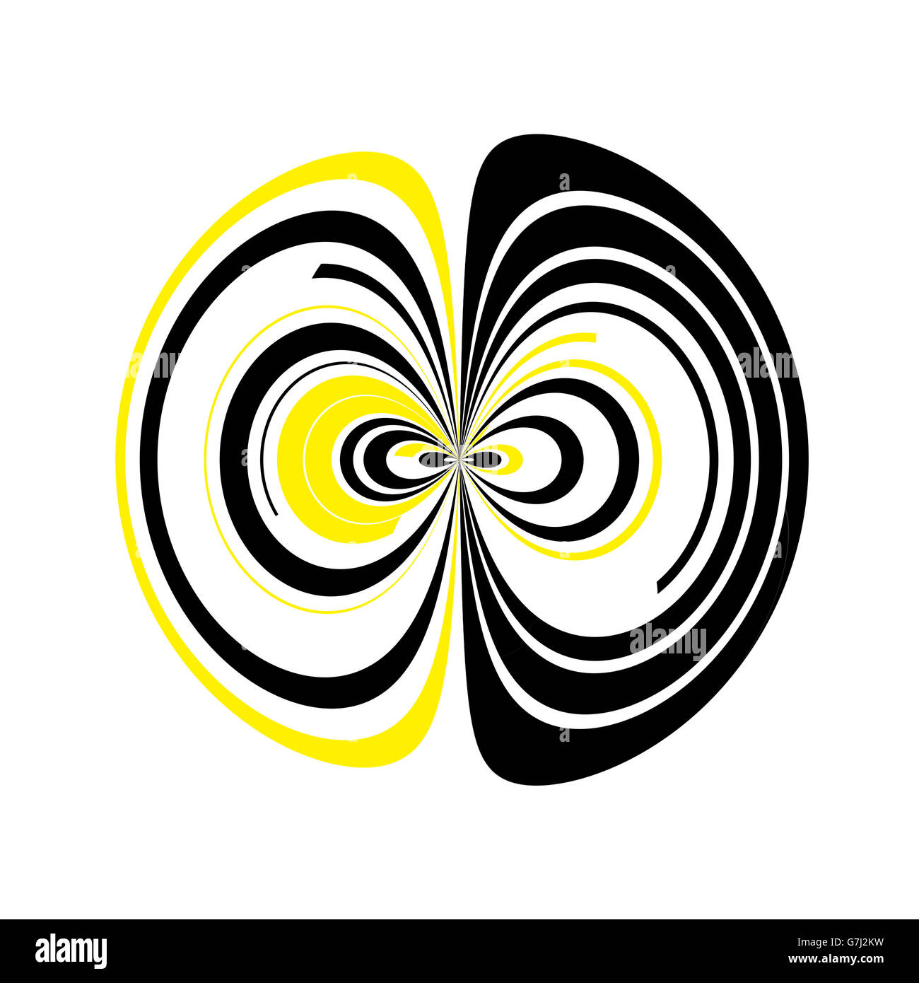 Geometric abstract resembling an apple core, on white background ...