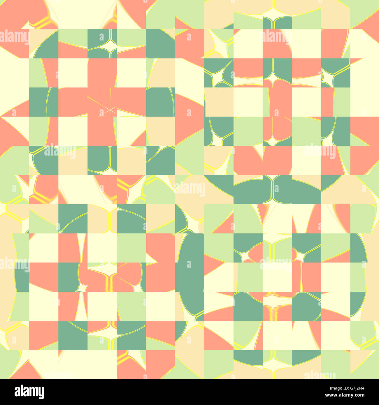 Checkered green and salmon geometric pattern with irregular shapes ...
